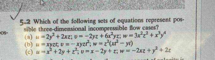 Solved 5.2 Which of the following sets of equations | Chegg.com
