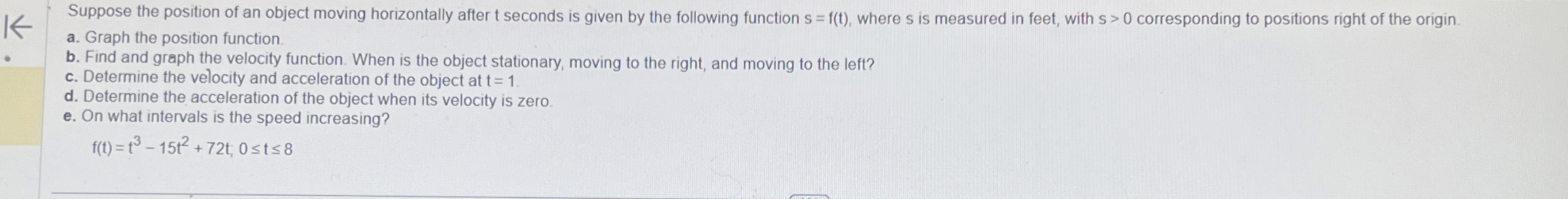 Solved Suppose the position of an object moving horizontally | Chegg.com