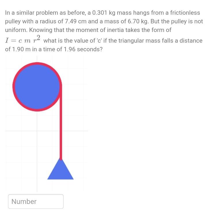 Solved In a similar problem as before, a 0.301 kg mass hangs | Chegg.com