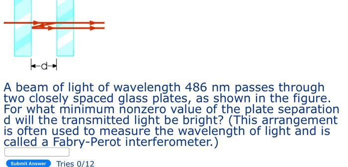 Solved A beam of light of wavelength 486 nm passes through | Chegg.com