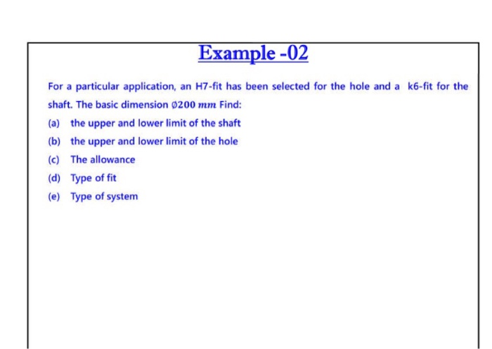 Solved Example-02 For a particular application, an H7-fit | Chegg.com