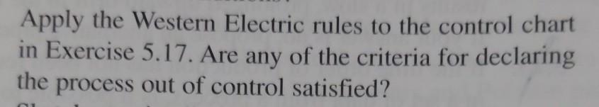 Solved Apply the Western Electric rules to the control chart | Chegg.com