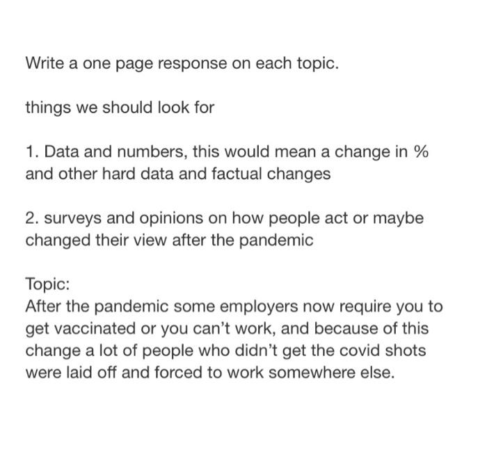 Write a one page response on each topic. things we | Chegg.com