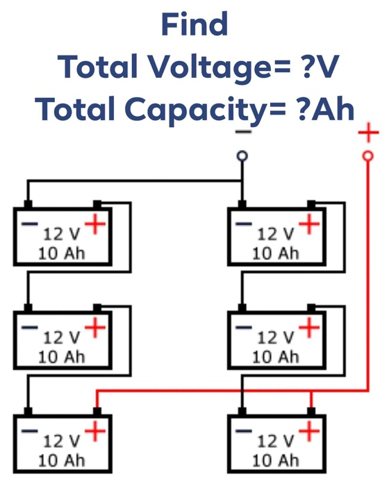 Solved please help me find total voltage and total capacity | Chegg.com