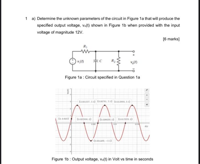 Solved 1 a) Determine the unknown parameters of the circuit | Chegg.com