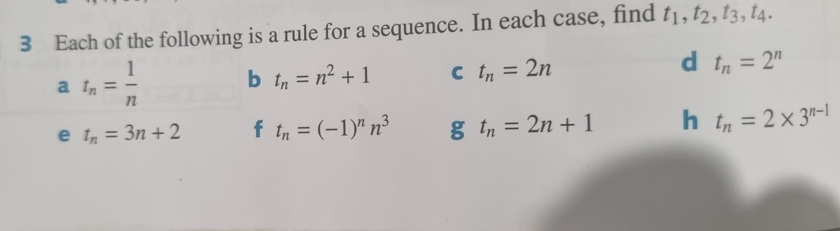 Solved 3 ﻿Each of the following is a rule for a sequence. In | Chegg.com