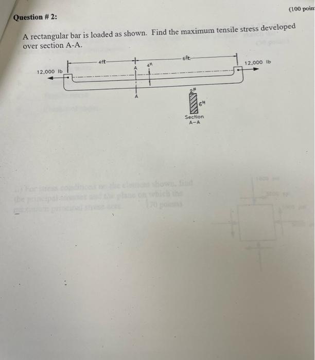 Solved (100 poiry Question #2: A rectangular bar is loaded | Chegg.com