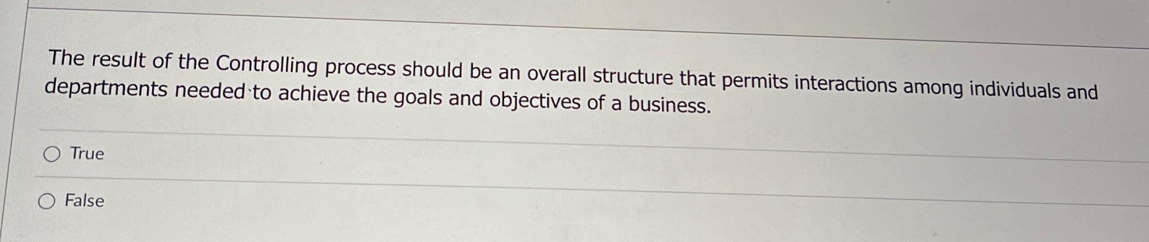 Solved The result of the Controlling process should be an | Chegg.com