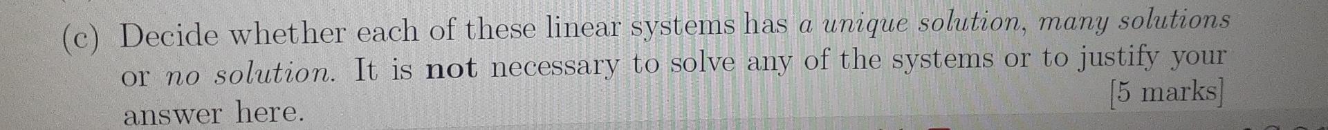 Solved Consider the following systems of linear equations. | Chegg.com