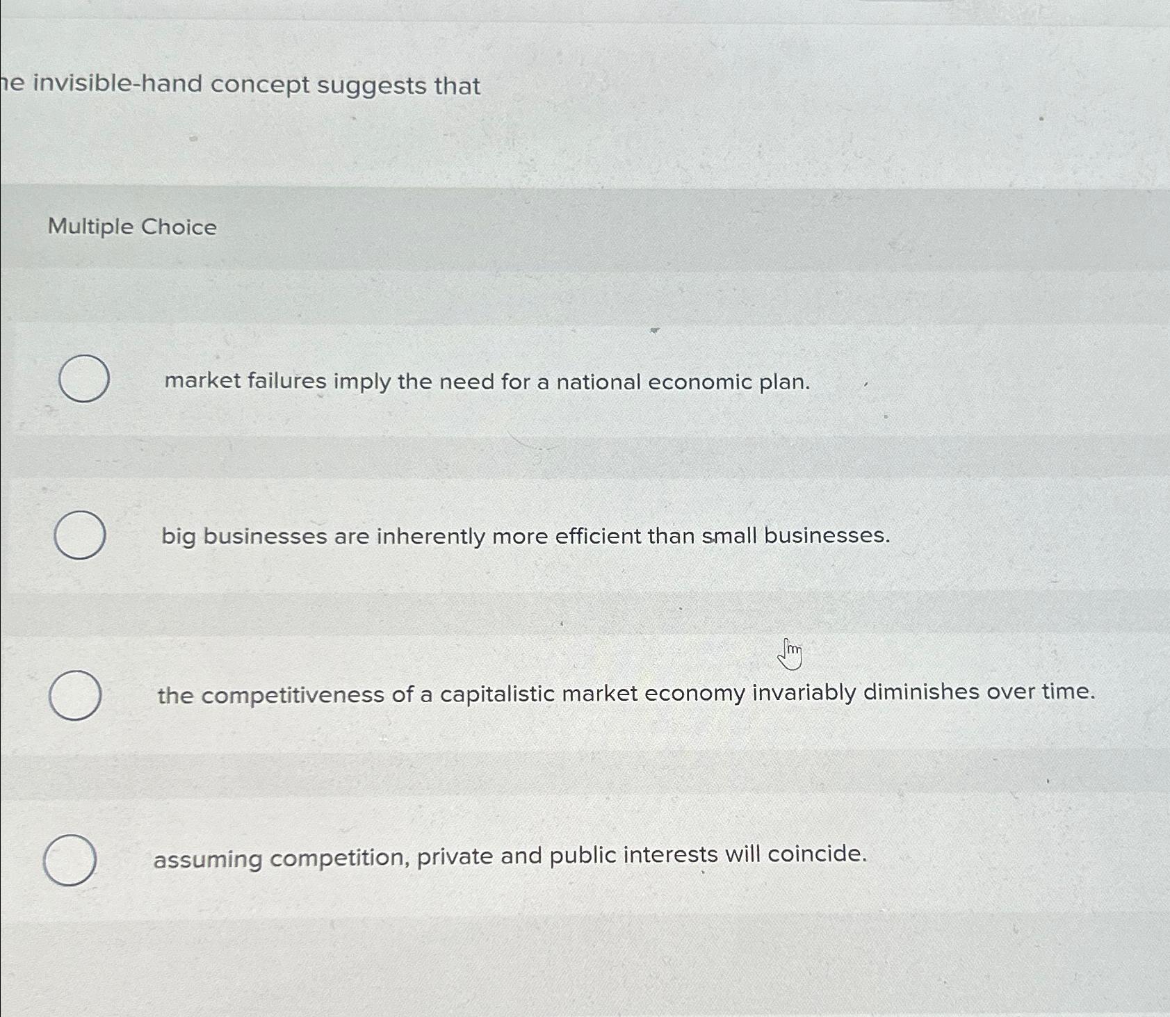 Solved he invisible-hand concept suggests thatMultiple | Chegg.com