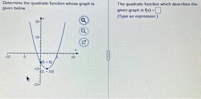 Solved Determine the quadratic function whose graph is given | Chegg.com