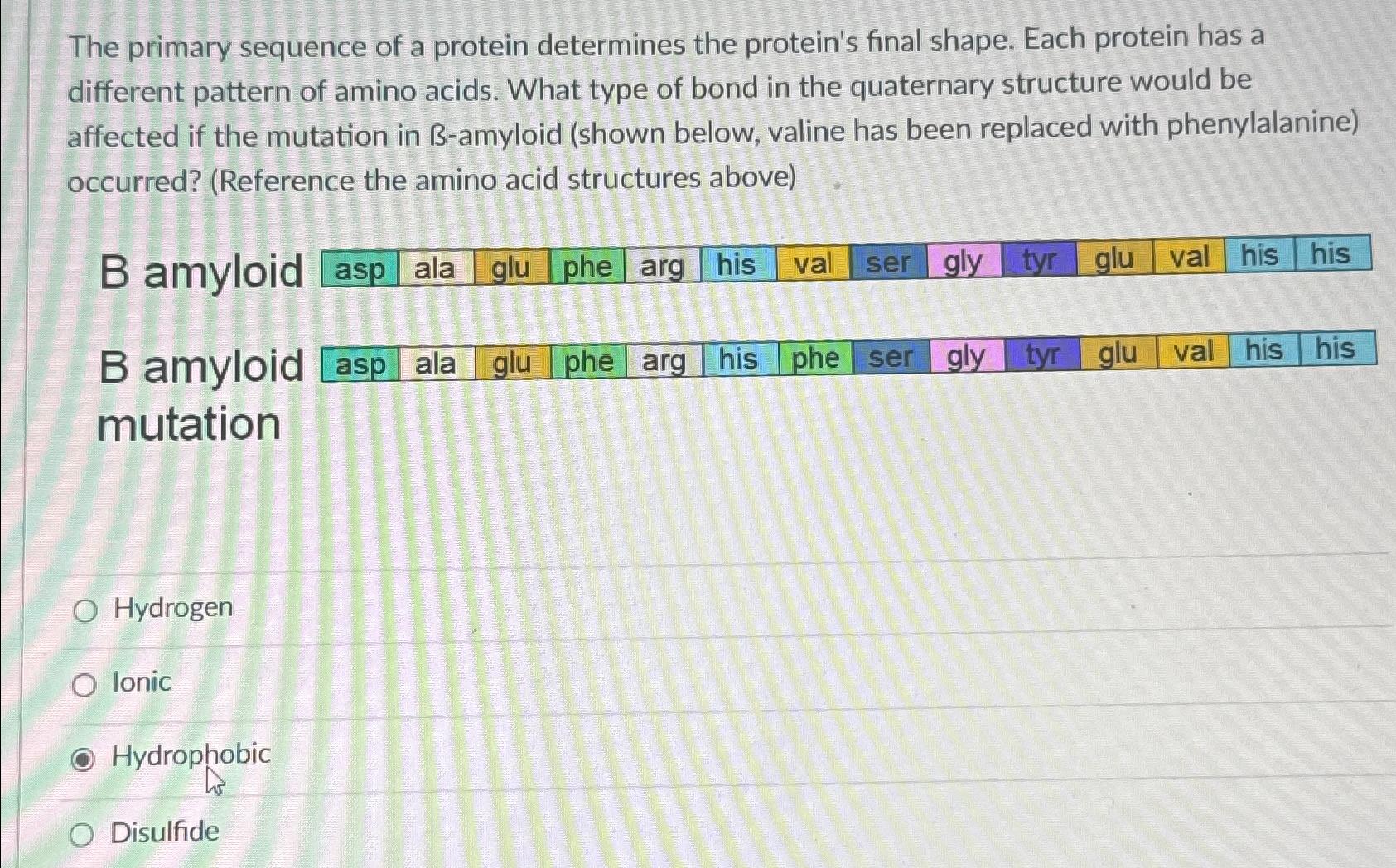 Solved The primary sequence of a protein determines the | Chegg.com