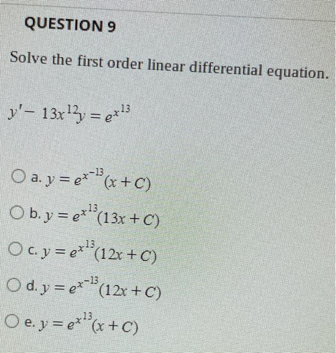 Solved Solve the first order linear differential equation. | Chegg.com