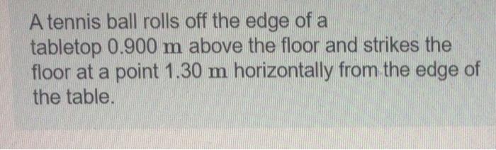 Solved A tennis ball rolls off the edge of a tabletop 0.900 | Chegg.com