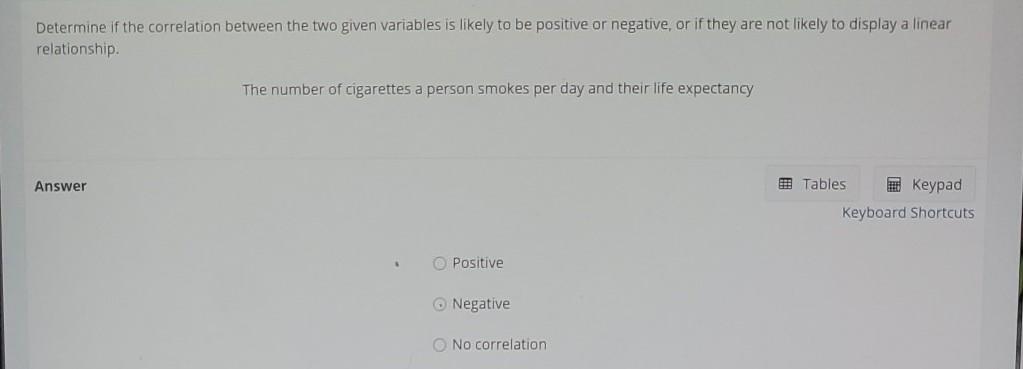 Solved Determine if the correlation between the two given | Chegg.com