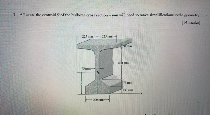 Solved 7. Locate the centroid y of the bulb-tee cross | Chegg.com