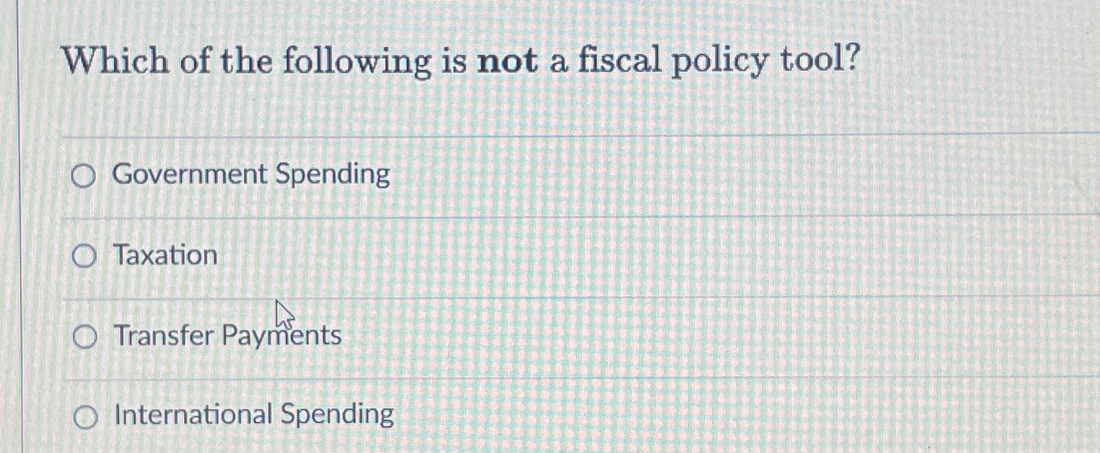 Solved Which of the following is not a fiscal policy | Chegg.com