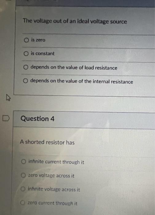 Solved The Voltage Out Of An Ideal Voltage Source Is Zero Is 0923