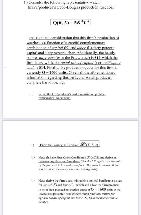 Solved 1.) Consider the following representative watch | Chegg.com