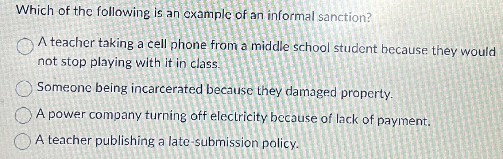Solved Which of the following is an example of an informal | Chegg.com