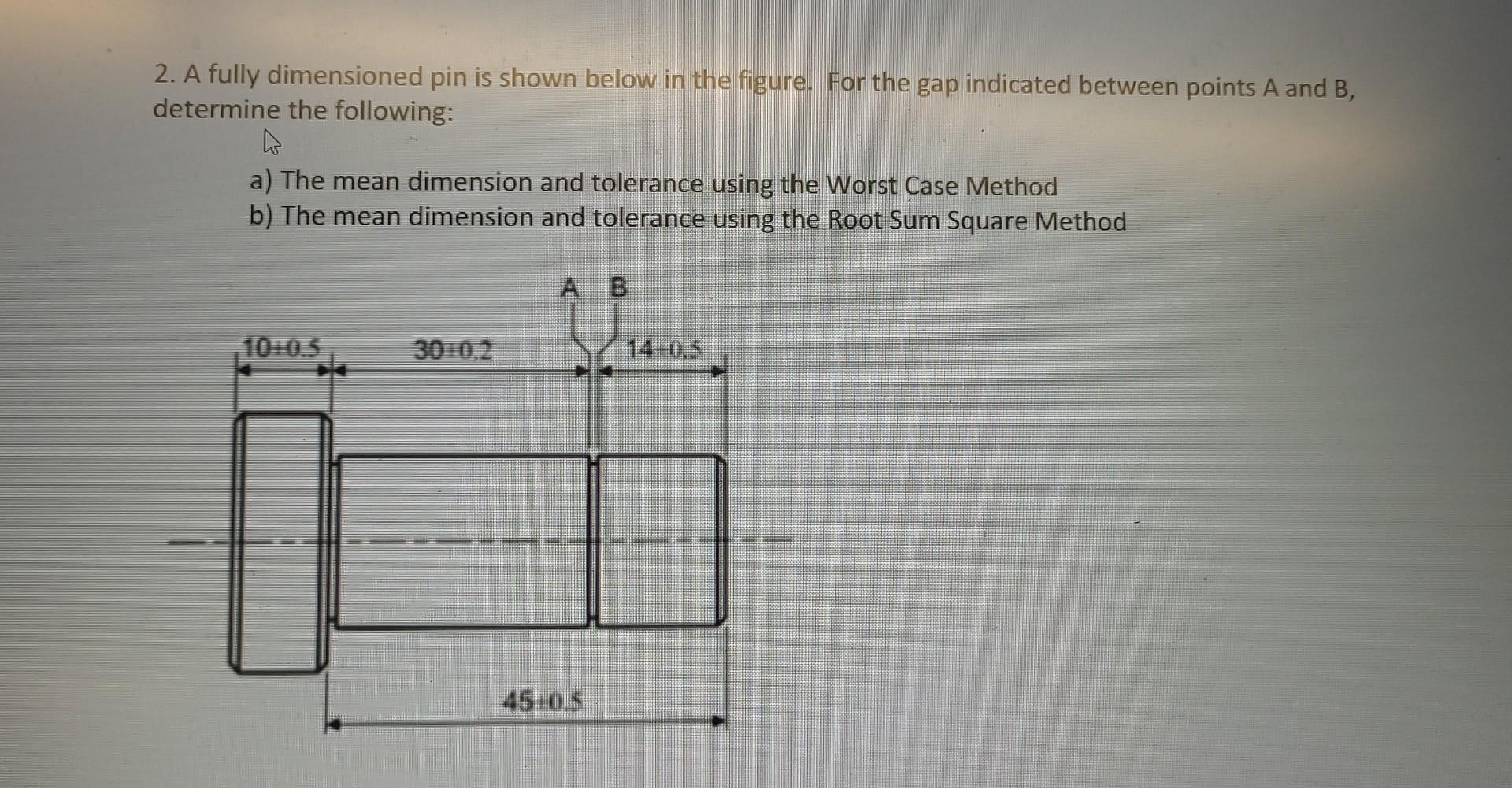 Solved 2. A fully dimensioned pin is shown below in the | Chegg.com