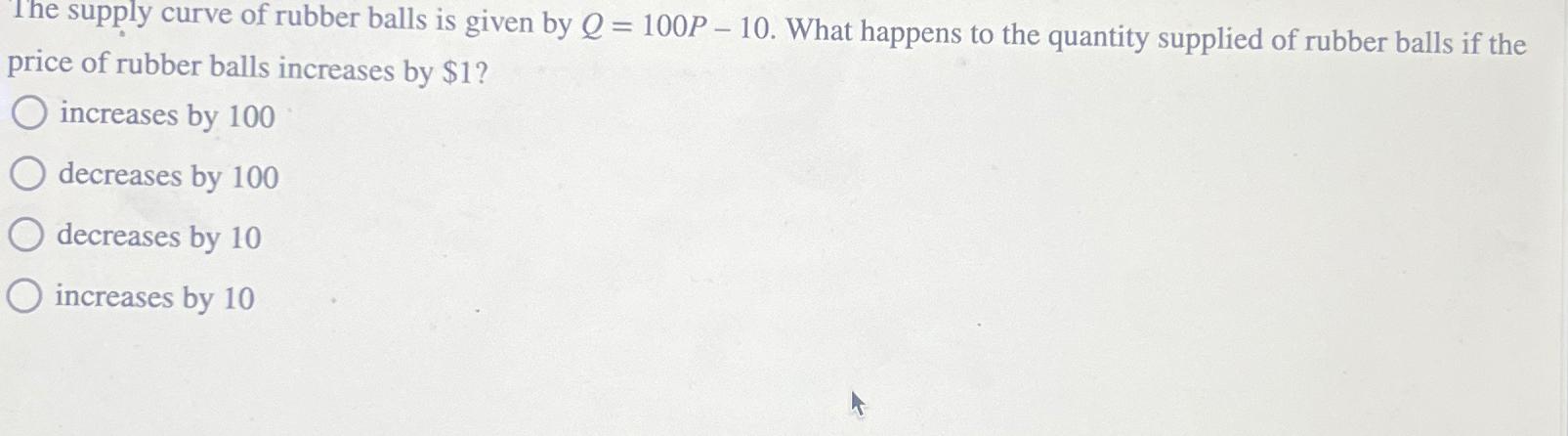 Solved The supply curve of rubber balls is given by | Chegg.com