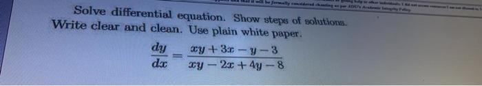 Solved Solve differential equation. Show steps of solutions | Chegg.com