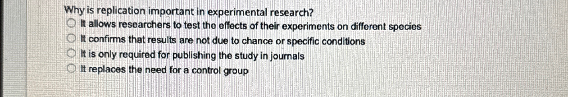 Solved Why is replication important in experimental | Chegg.com