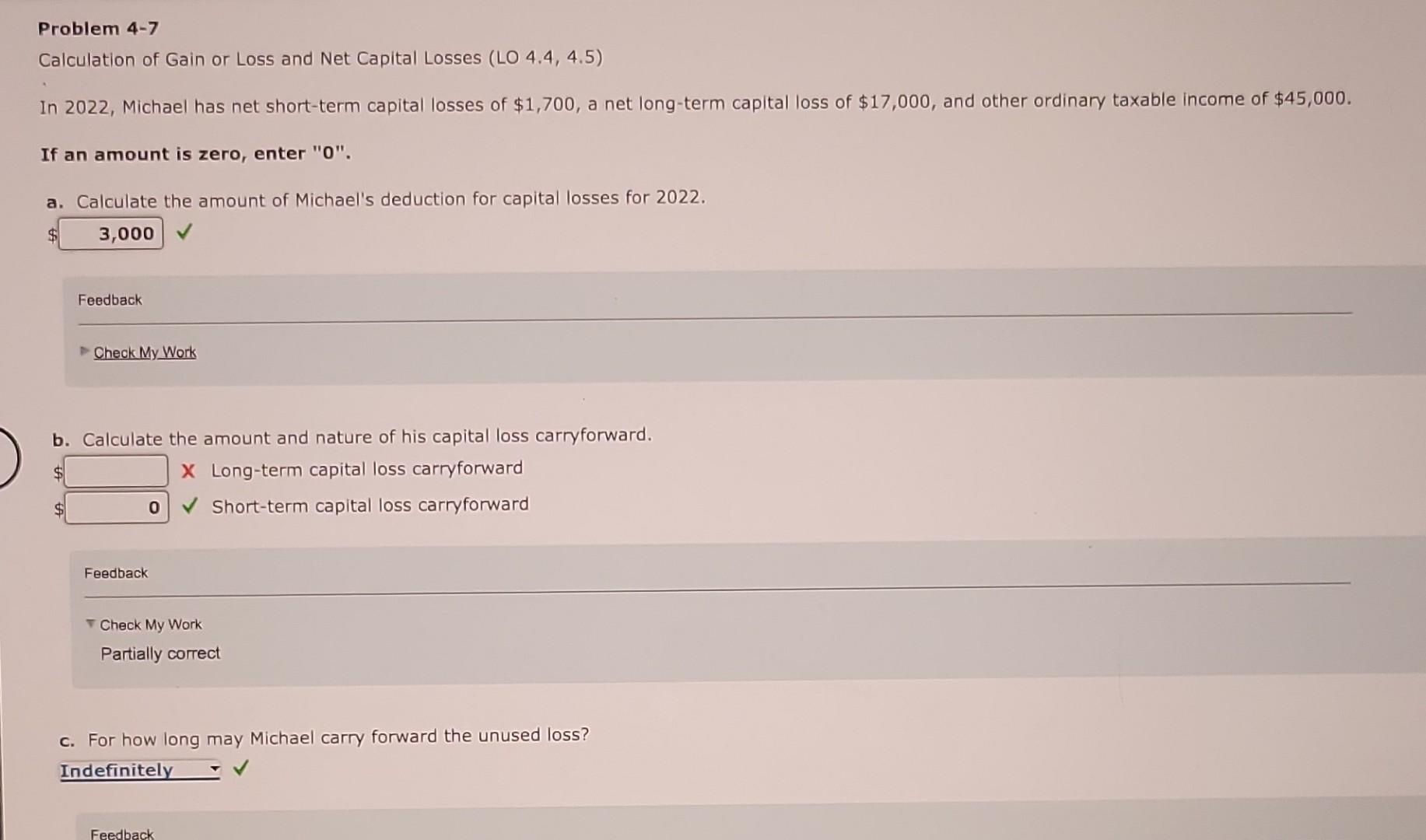 Solved Problem 4-7 Calculation of Gain or Loss and Net | Chegg.com
