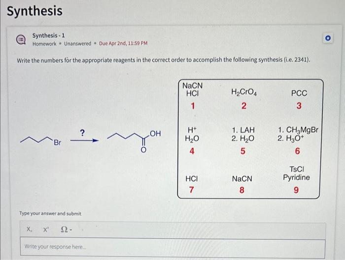 Solved Synthesis - 1 Homework - Unanswered * Due Apr 2nd, | Chegg.com
