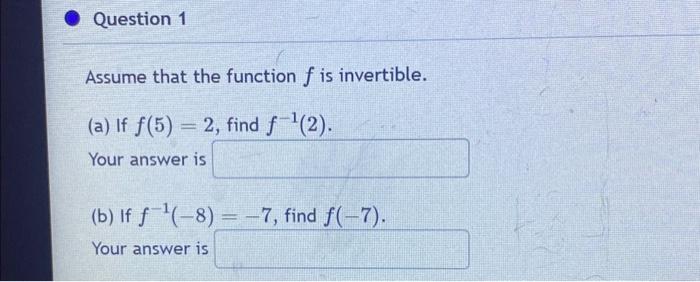 Solved Assume that the function f is invertible. (a) If | Chegg.com