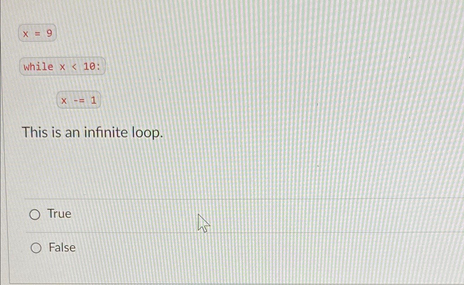 Solved x=9while x