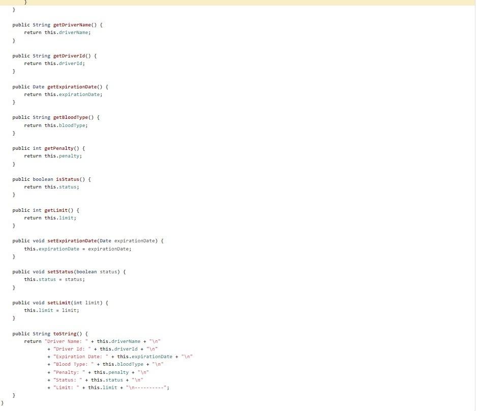 Solved package csie; 2 public class DriverLicense { private | Chegg.com