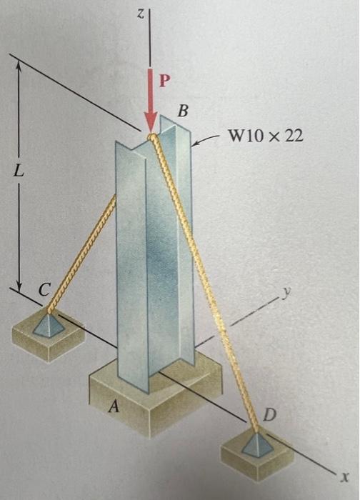 Solved The W10 x 22 wide flange shape steel column AB is | Chegg.com
