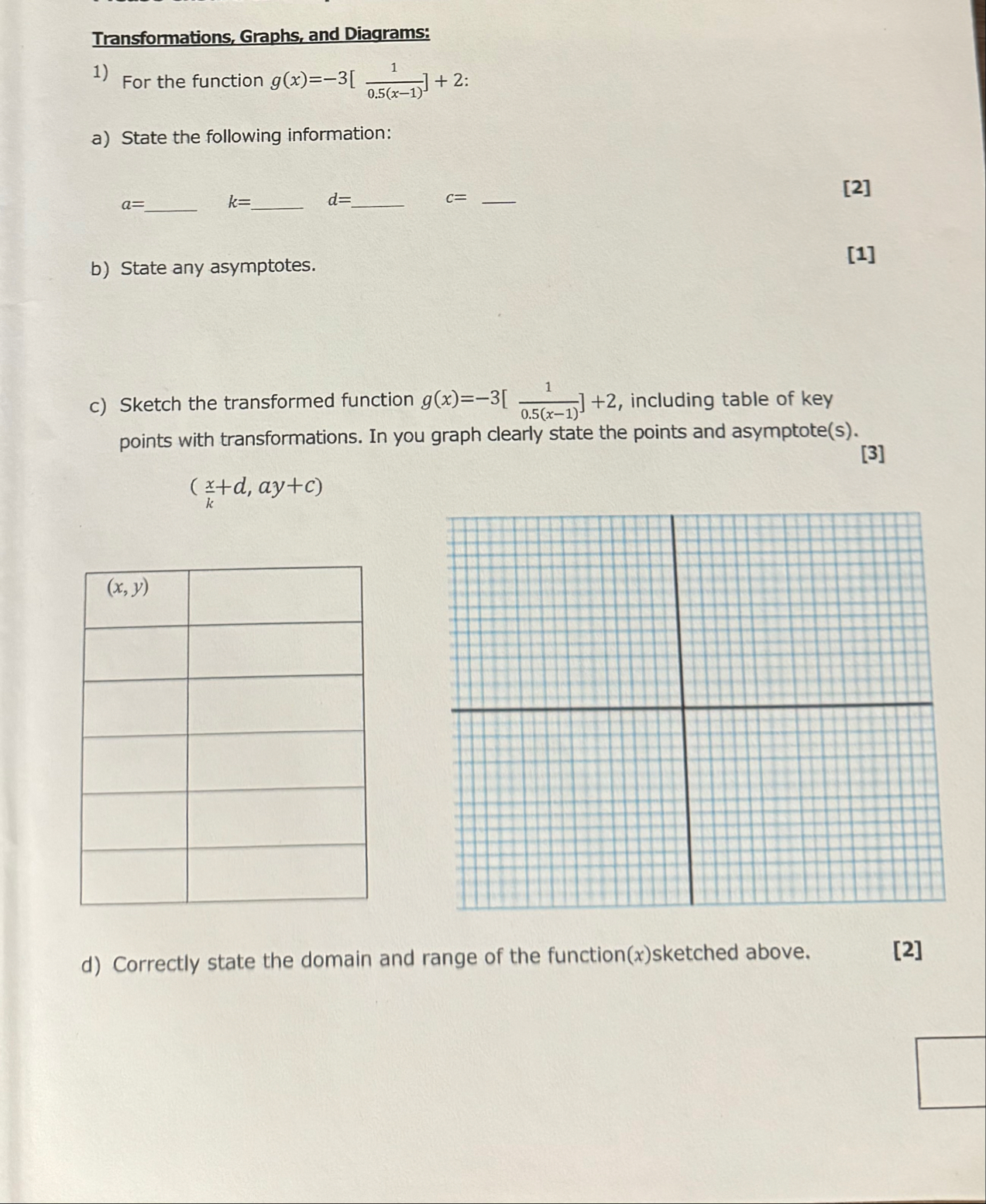 Transformations, Graphs, and Diagrams:For the | Chegg.com