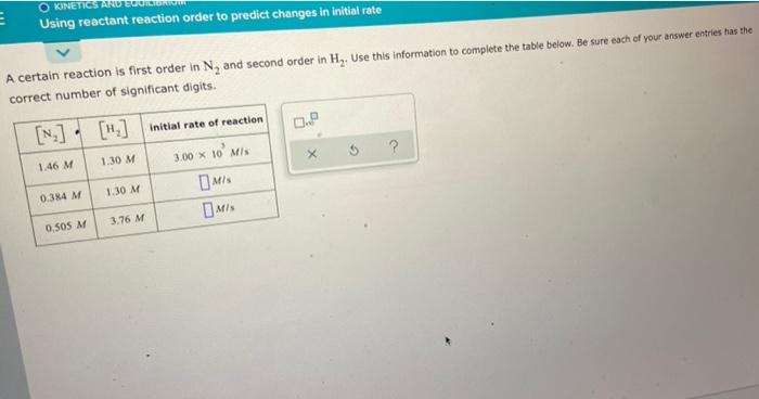 Solved KINETICS E Using reactant reaction order to predict | Chegg.com