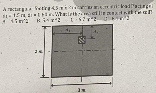 A rectangular footing 4.5m×2m ﻿carries an eccentric | Chegg.com