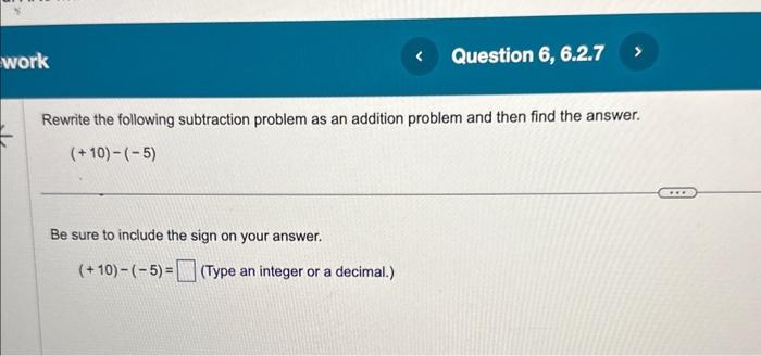 Solved Rewrite the following subtraction problem as an | Chegg.com
