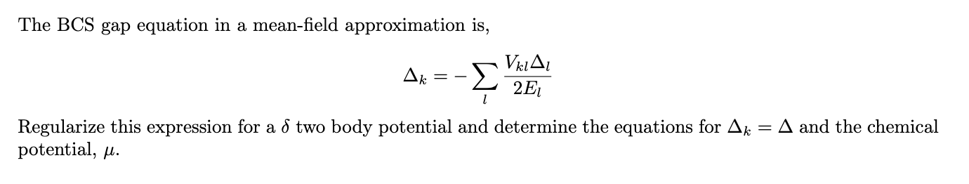Solved The BCS gap equation in a mean-field approximation | Chegg.com