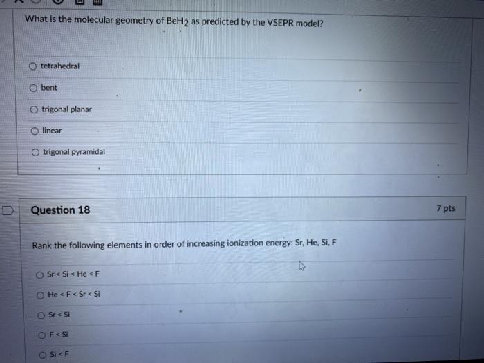 Solved What is the molecular geometry of BeH2 as predicted | Chegg.com