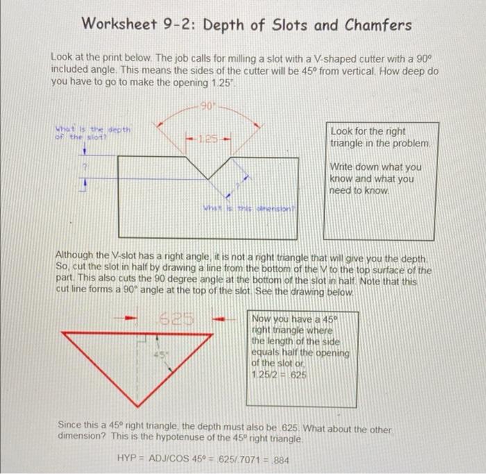 Solved Worksheet 9-2: Depth of Slots and Chamfers Look at | Chegg.com