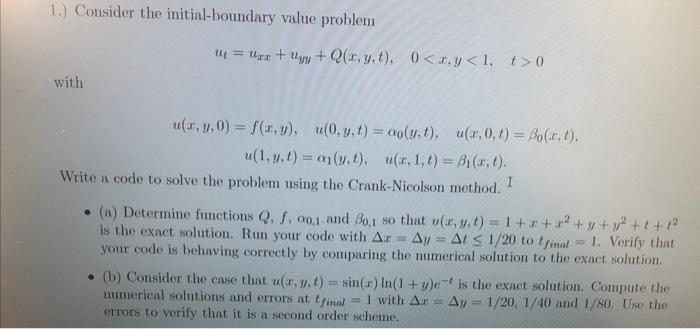 Solved 1.) Consider the initial-boundary value problem | Chegg.com
