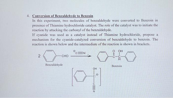 Solved 4. Conversion of Benzaldehyde to Benzoin In this | Chegg.com