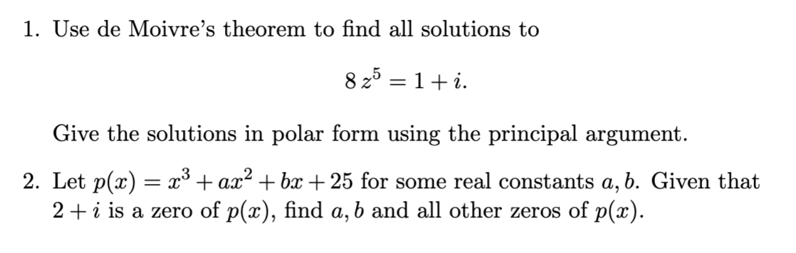 Use de Moivre's theorem to find all solutions | Chegg.com