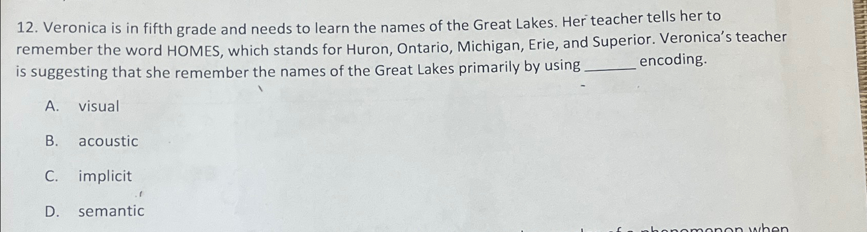 Solved Veronica is in fifth grade and needs to learn the | Chegg.com