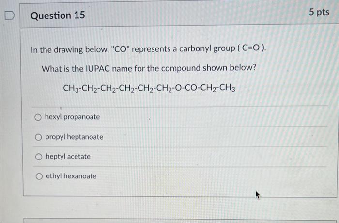 Solved In the drawing below, "CO" represents a carbonyl | Chegg.com