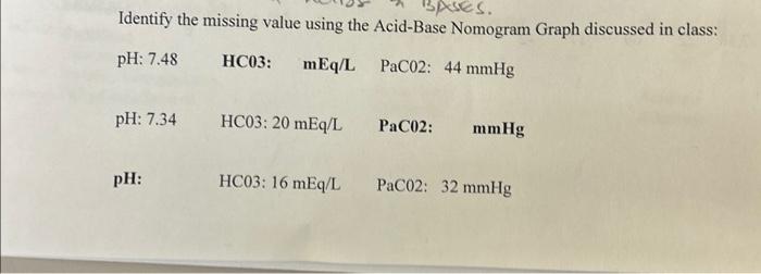 Identify the missing value using the Acid-Base | Chegg.com