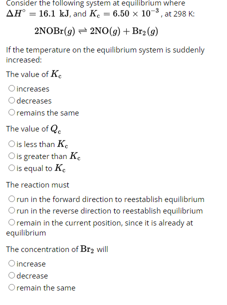 Solved Consider the following system at equilibrium | Chegg.com