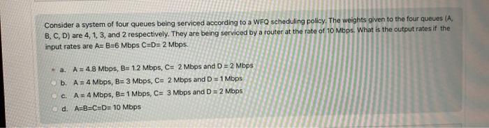 Solved Consider a system of four queues being serviced | Chegg.com