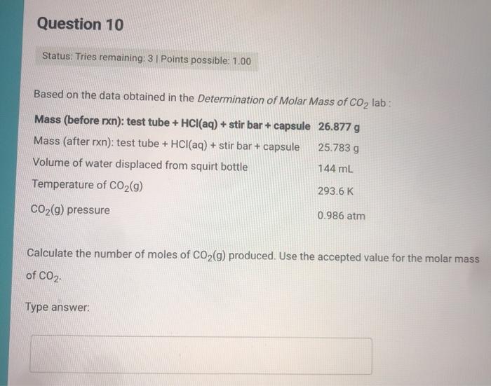 Solved Question 9 Status: Tries remaining: 31 Points | Chegg.com